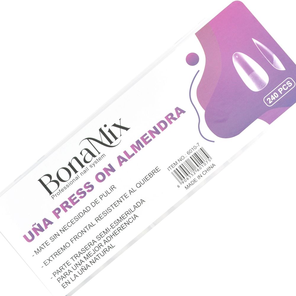 BONAMIX UÑA PRESS ON ALMENDRA X 240PCS REF: 6010-7