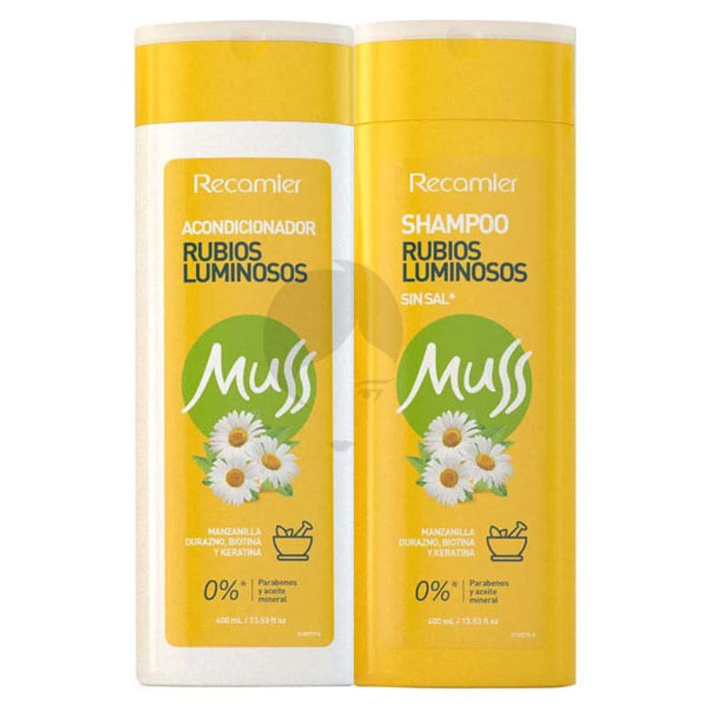 MUSS SHAMPOO +ACONDICIONADOR RUBIOS LUMINOSOS X400ML