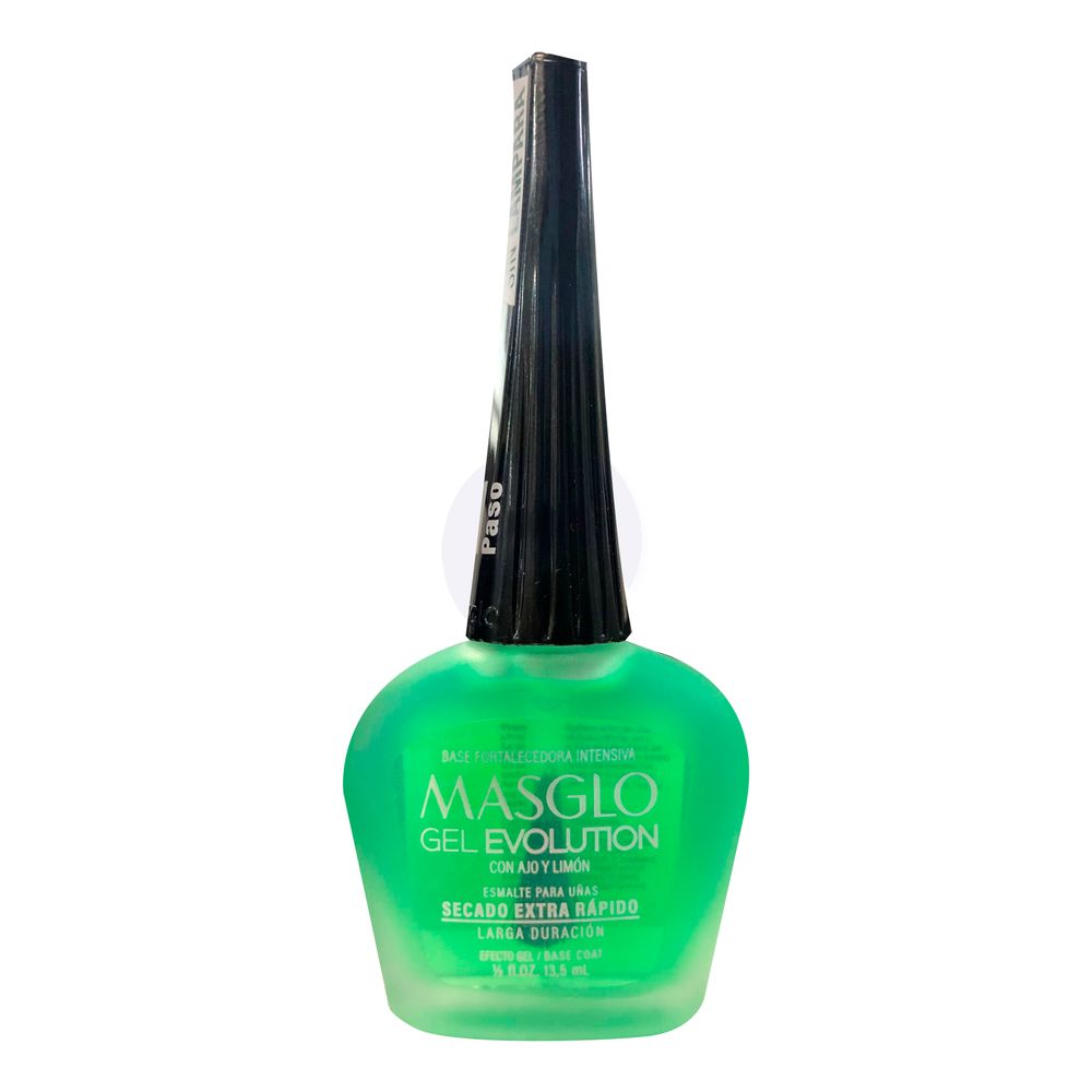 MASGLO GEL EVOLUTION BASE FORTALECEDORA CON AJO Y LIMÓN X 13.5ML